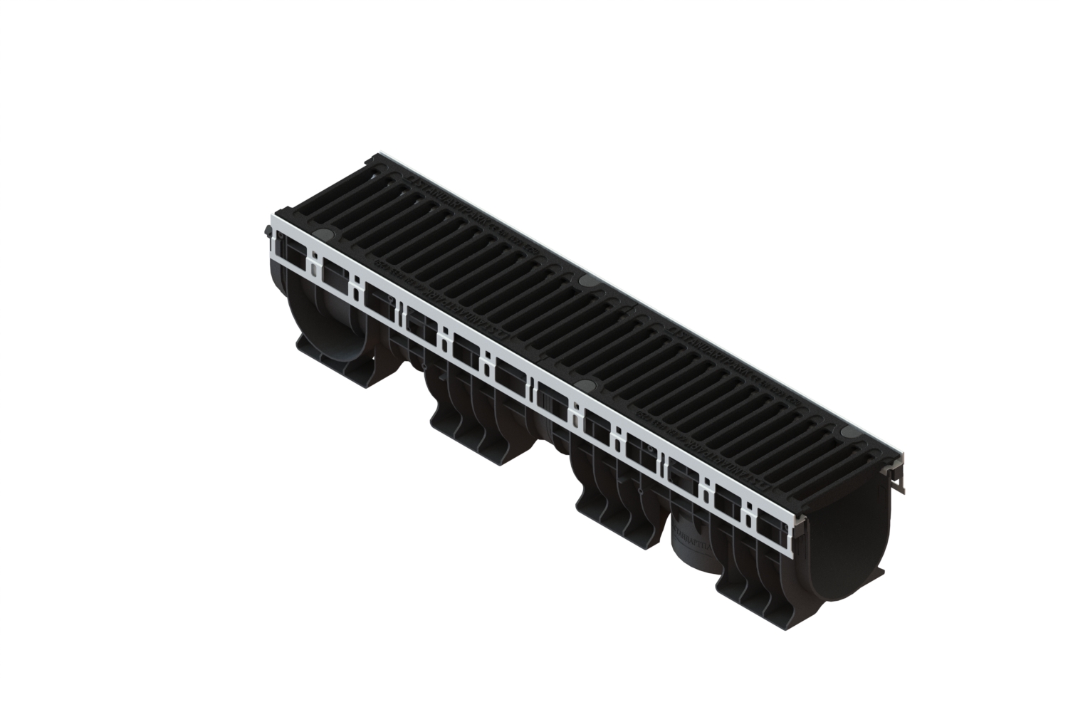 Лоток водоотводный пластиковый DN150 H200 мм с чугунной решеткой